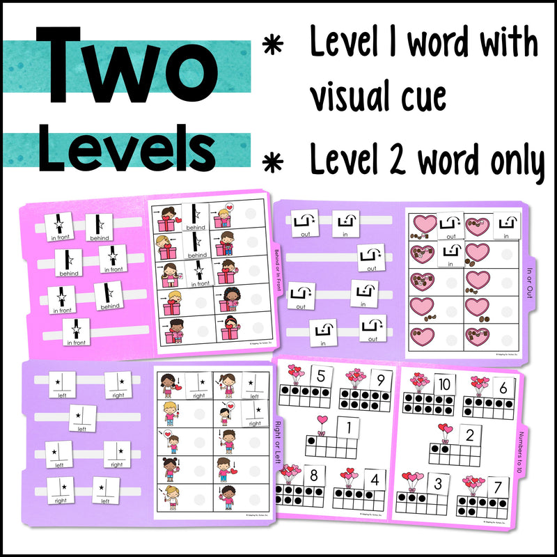 Valentine's Day File Folder Games – Basic Concepts – Autism Work Tasks