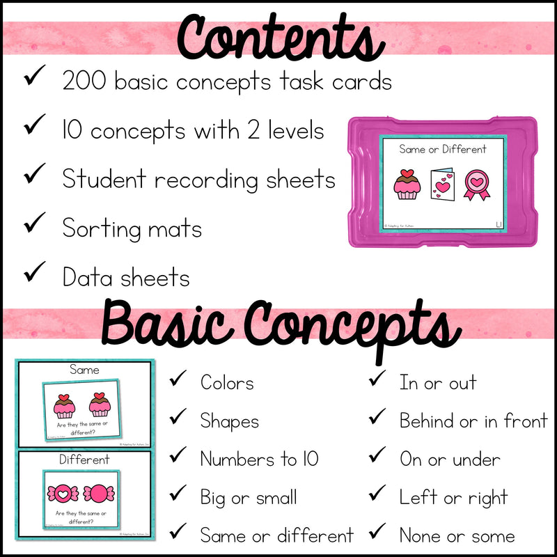 Special Education Task Boxes | Valentine's Day Basic Concepts – Autism ...