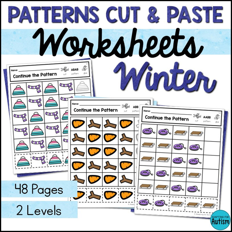 Winter Patterns Cut and Paste Activities – Autism Work Tasks