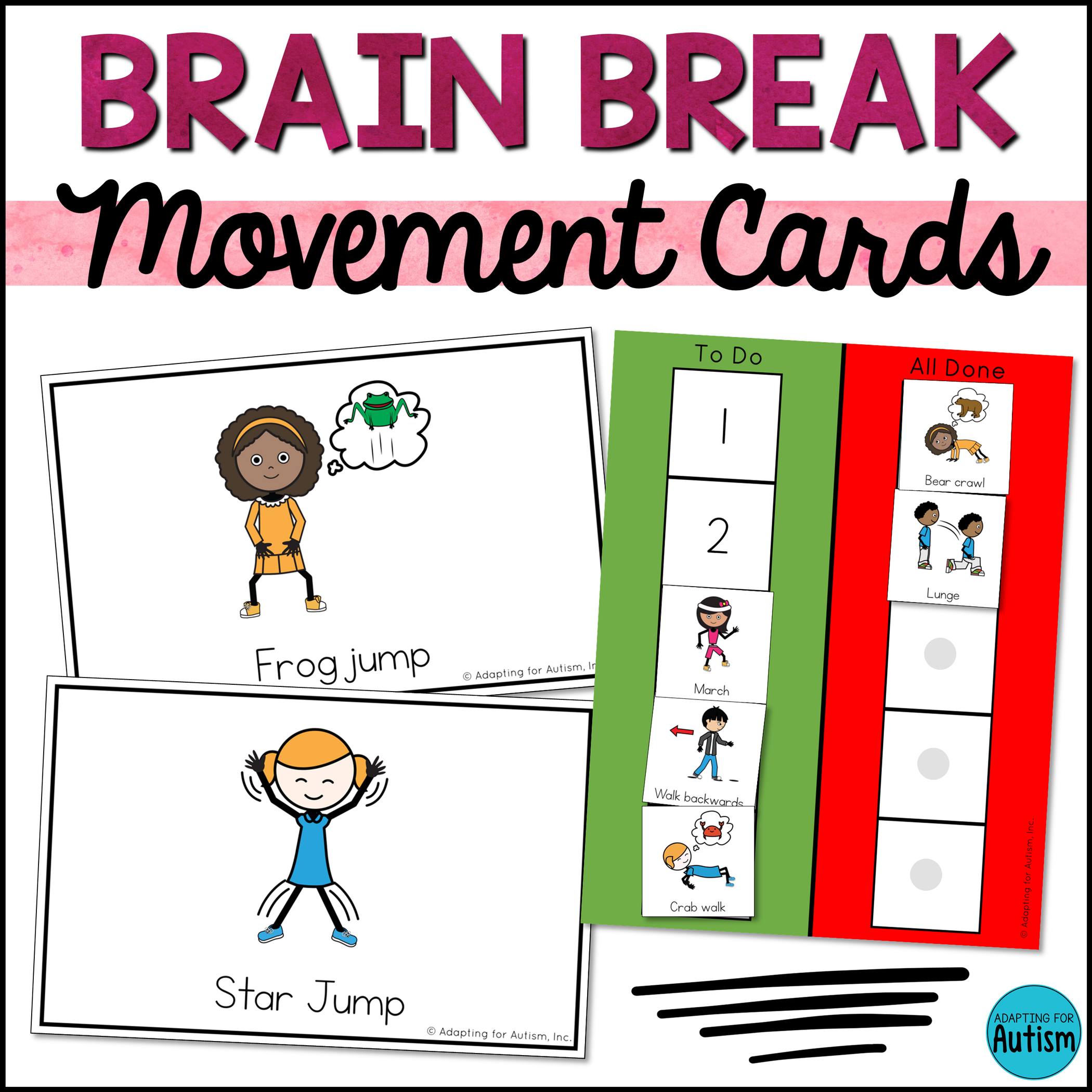 Brain Breaks Printable Cards: Gross Motor Movement for Active Breaks ...