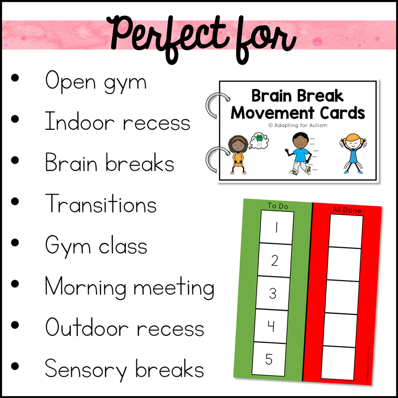 Brain Breaks Printable Cards: Gross Motor Movement for Active Breaks ...