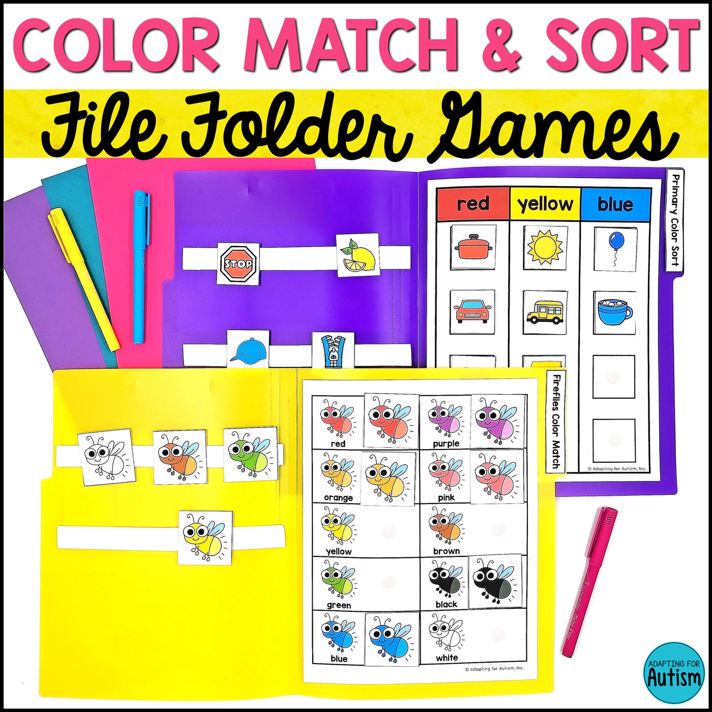 Color File Folder Games for Preschool | Matching and Sorting – Autism ...