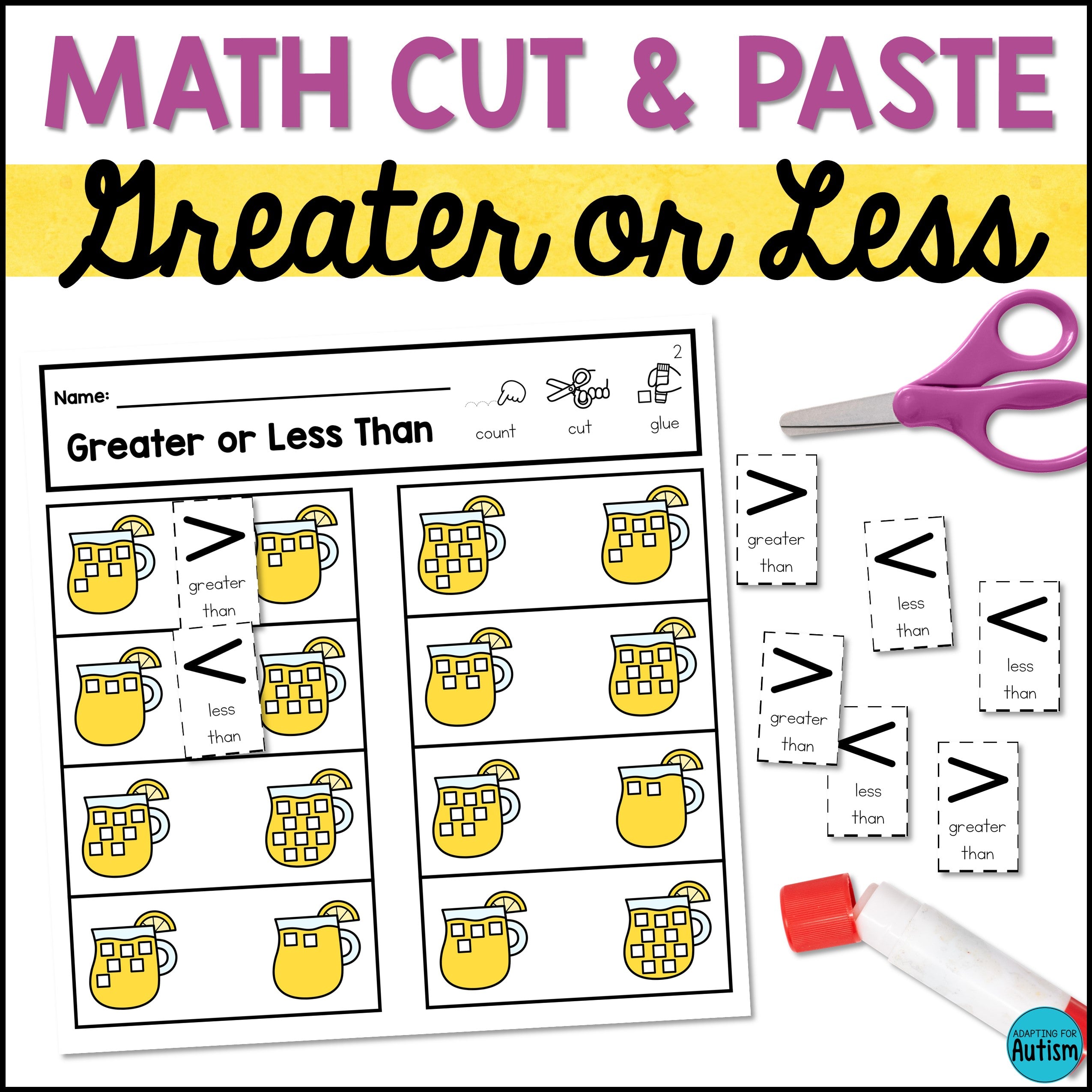 Math Cut And Paste Worksheets Back To School Cut And Paste Puzzle