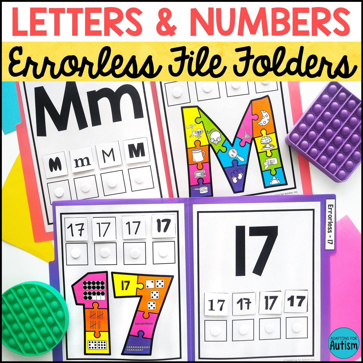 Letters and Number Recognition Errorless Learning File Folder Games an ...