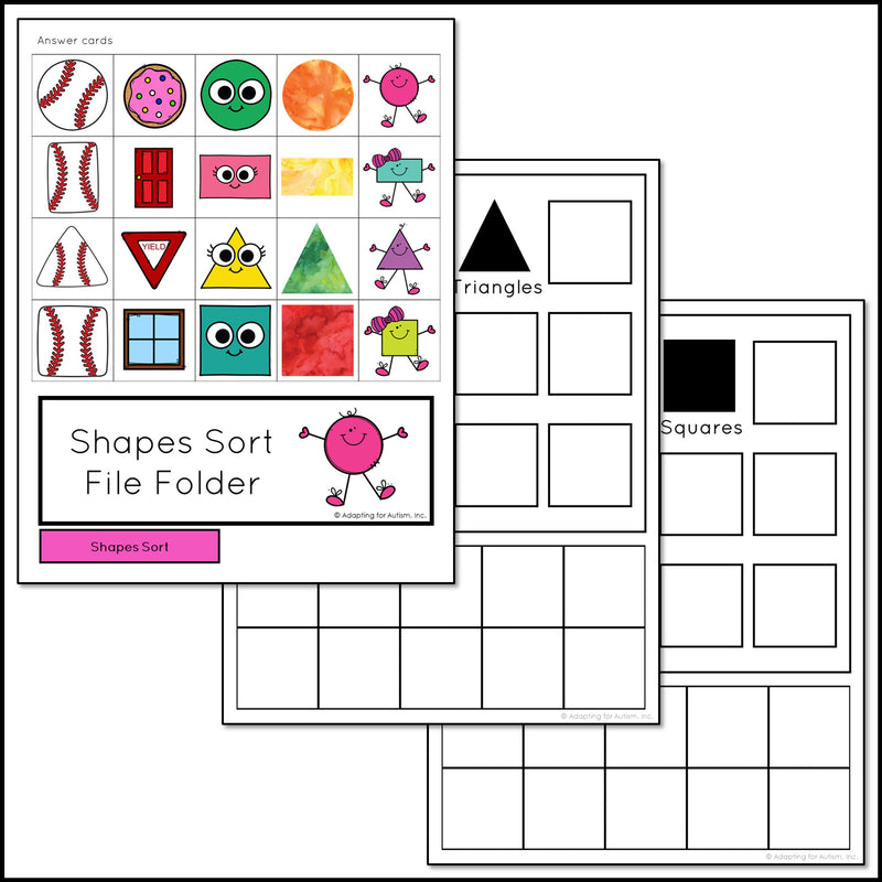 Shapes Sorting File Folder Game – Autism Work Tasks