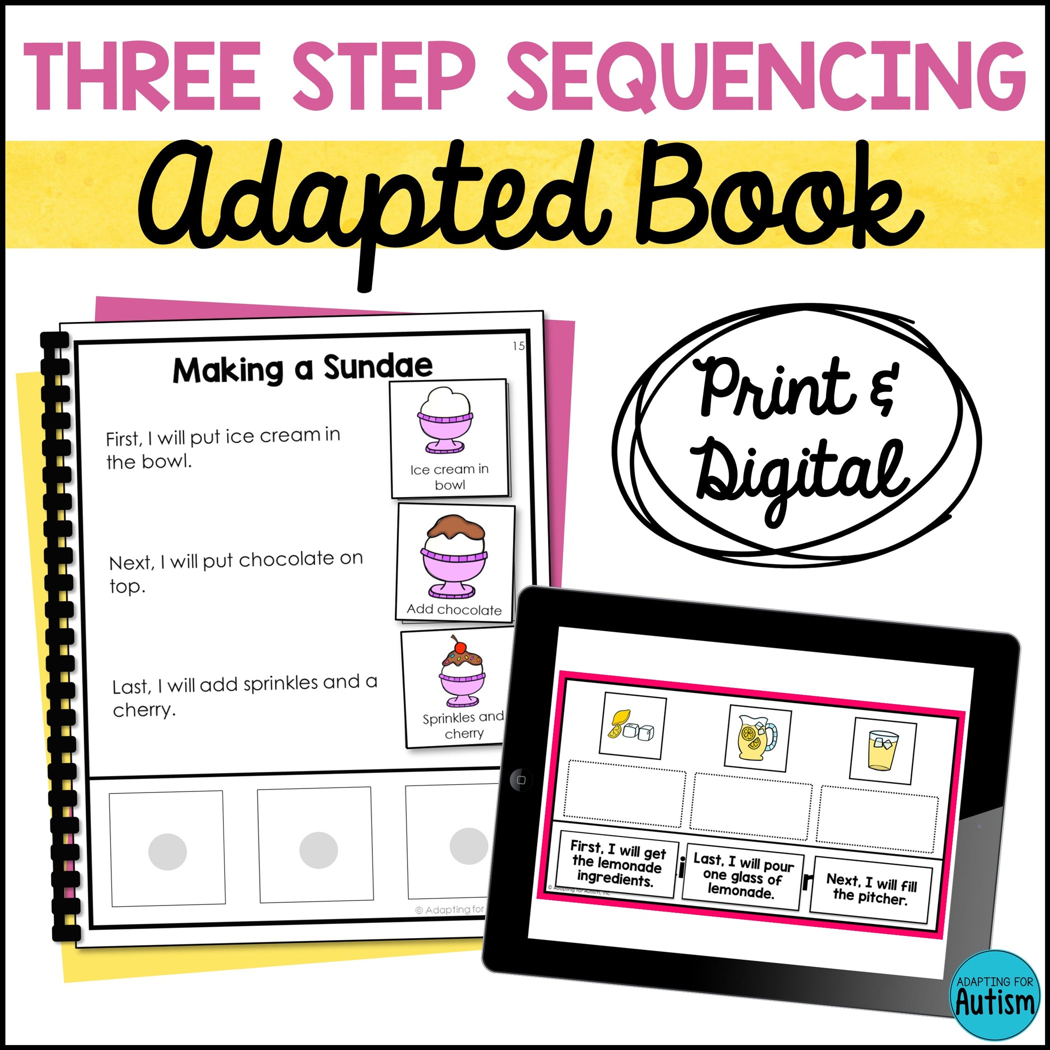 Three Step Sequencing Adapted Book – Autism Work Tasks