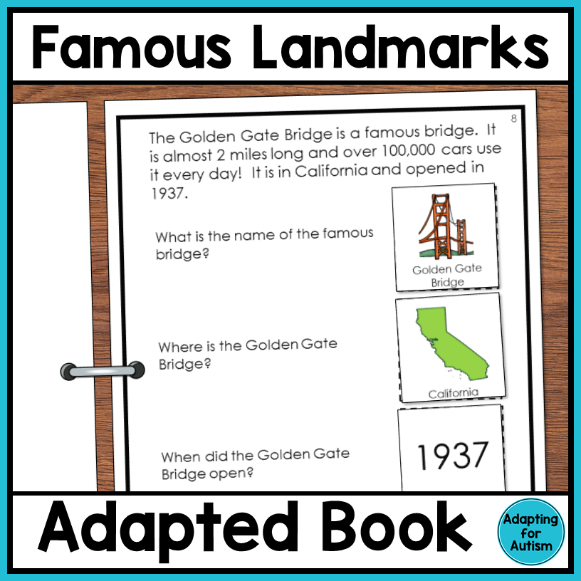 Famous US Landmarks Adapted Book – Autism Work Tasks