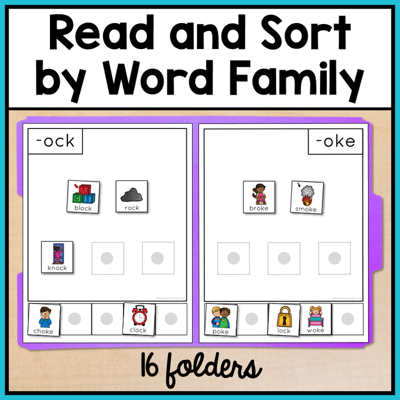 Reading File Folder Games - Word Families – Autism Work Tasks