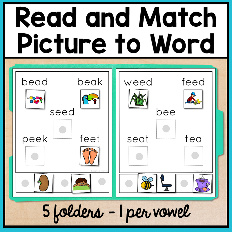 Reading File Folder Games - Long Vowels – Autism Work Tasks