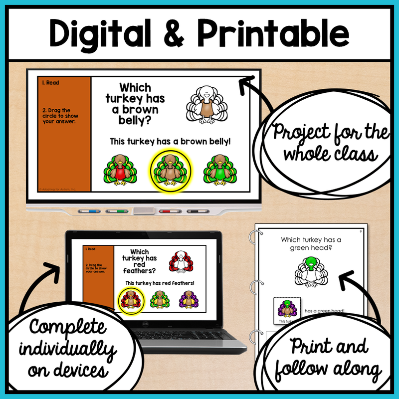 Thanksgiving Adapted Book: Which Turkey | Print & Digital – Autism Work ...