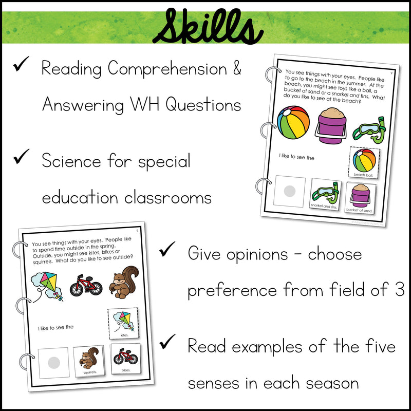 Seasons Adapted Books: 5 Senses BUNDLE – Autism Work Tasks