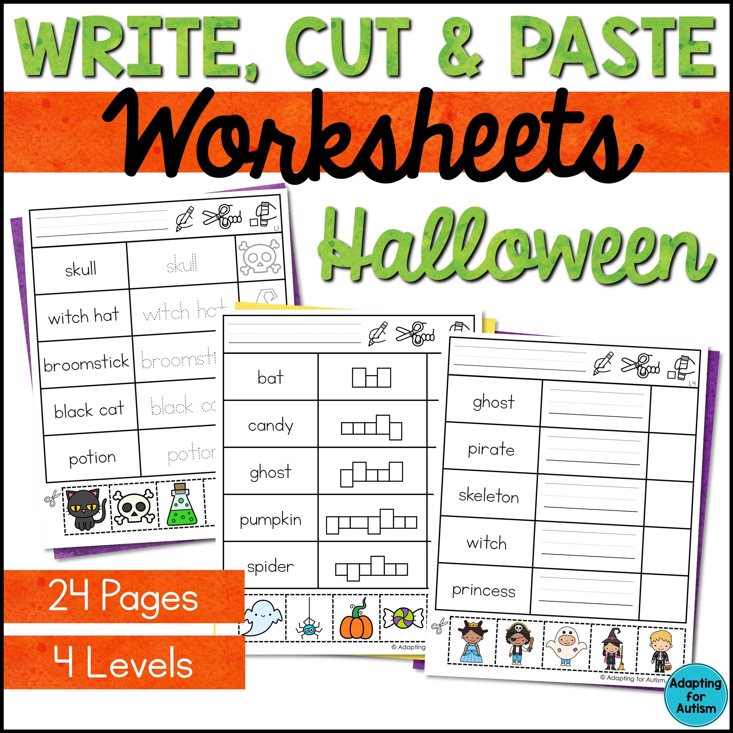 Halloween Language Arts Worksheets For Kindergarten