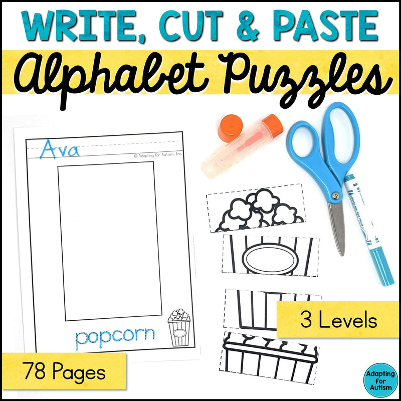Alphabet Cut and Paste Activities: Beginning Sounds Puzzle Worksheets ...